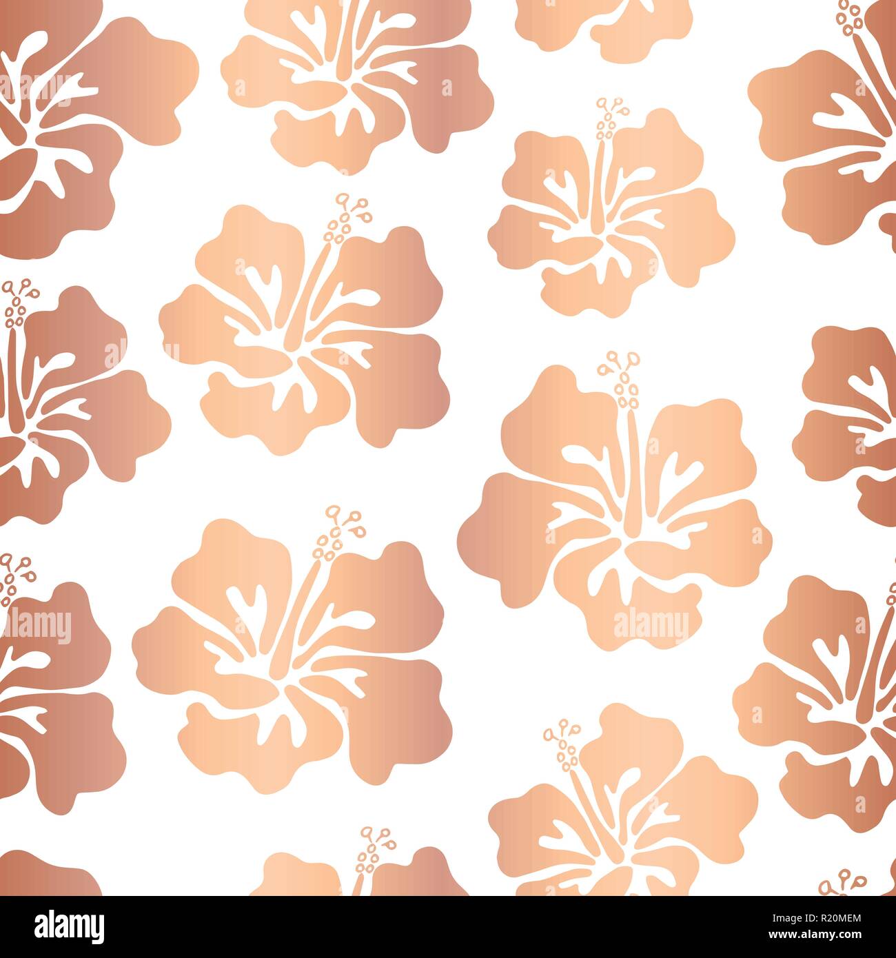 Hibiscus flower rose gold copper foil pattern tile Stock Vector Image ...