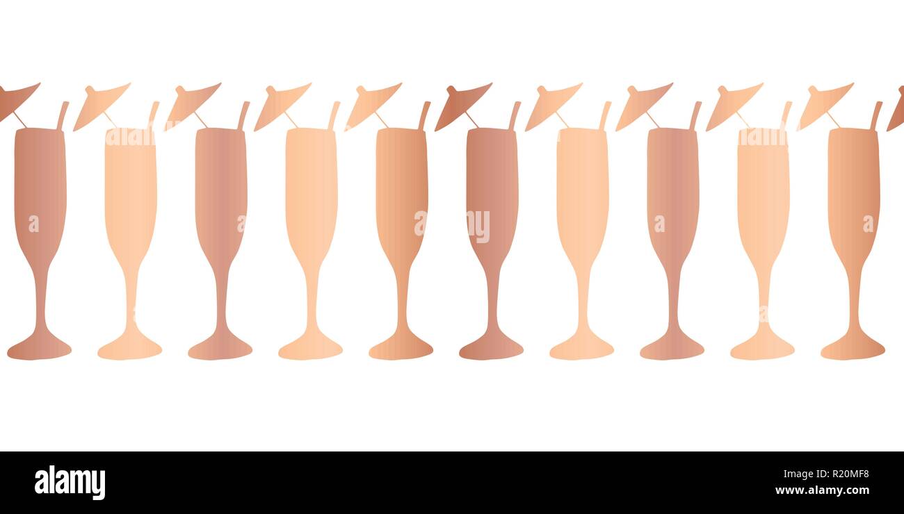 Gold copper foil champagne flutes pattern border Stock Vector Image ...