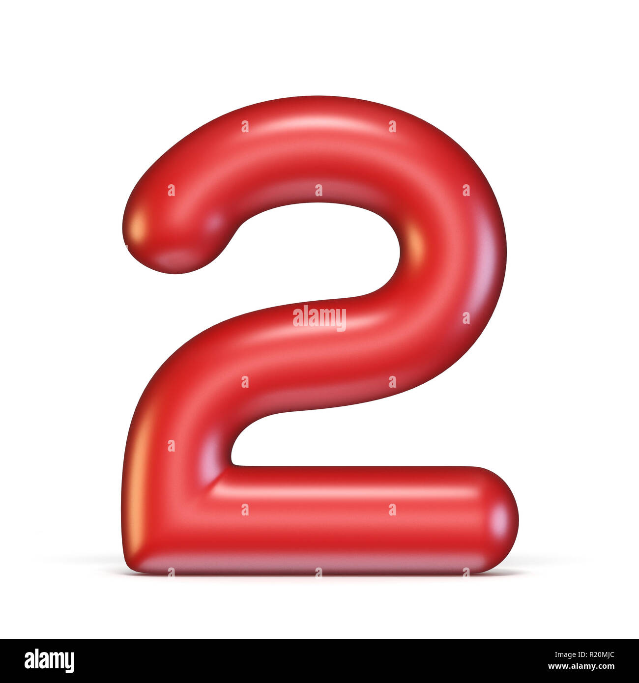 Red glossy font Number 2 TWO 3D rendering illustration isolated on ...