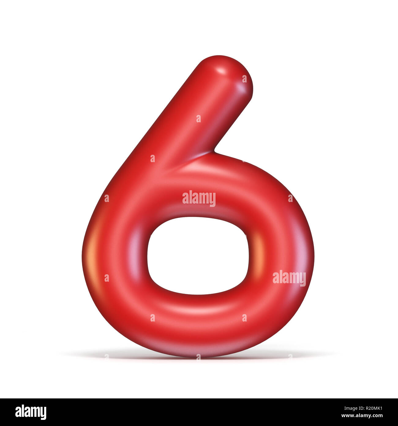 Red glossy font Number 6 SIX 3D rendering illustration isolated on ...