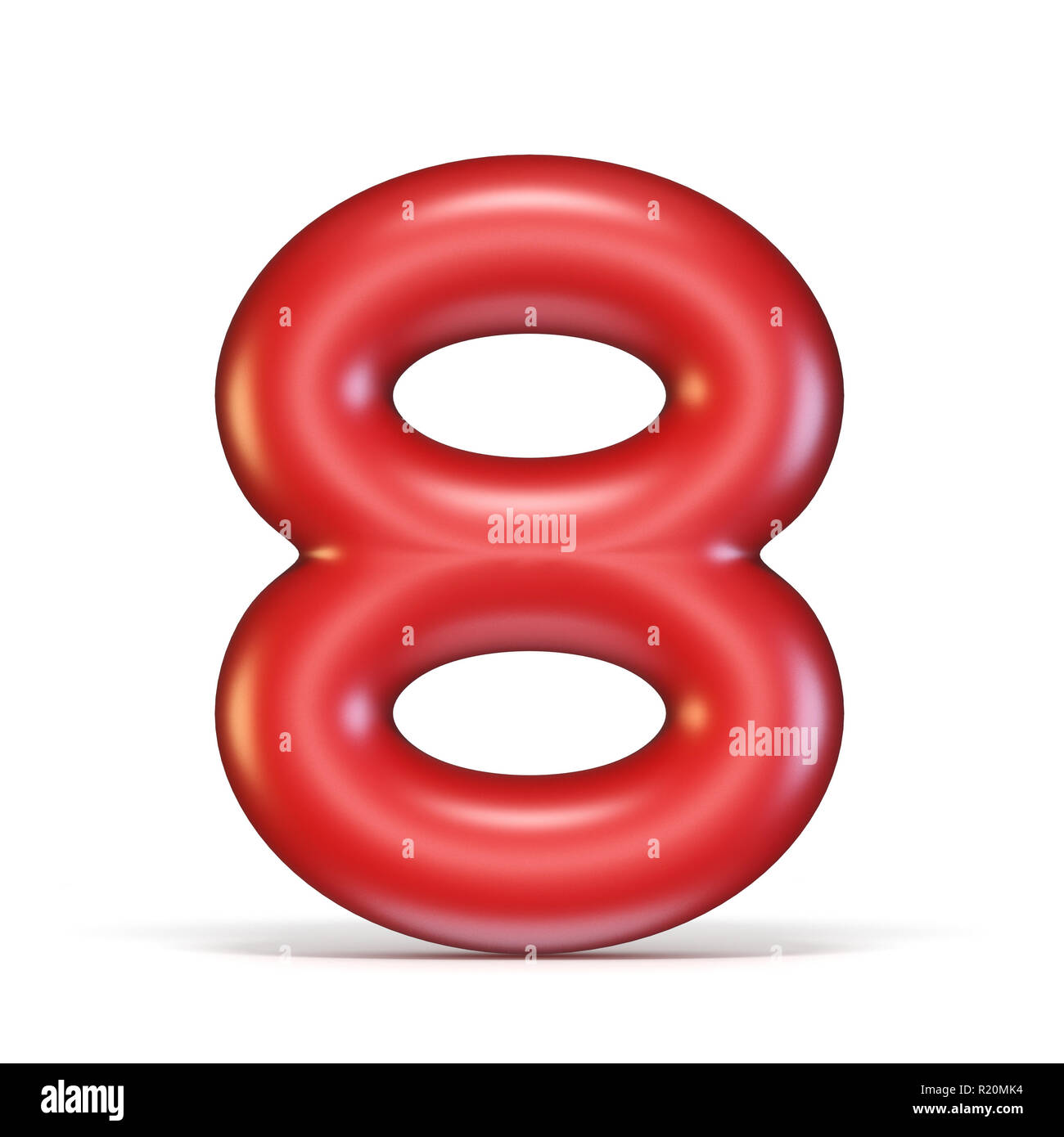 Red glossy font Number 8 EIGHT 3D rendering illustration isolated on ...