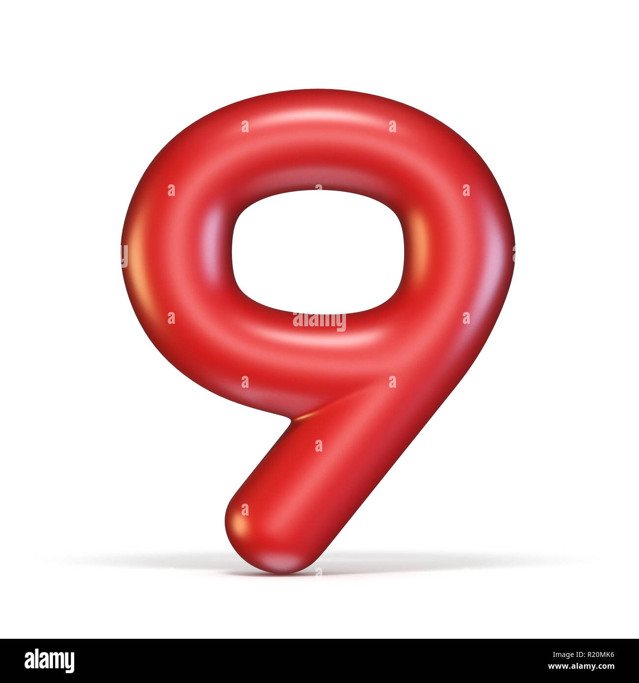 Red glossy font Number 9 NINE 3D rendering illustration isolated on ...