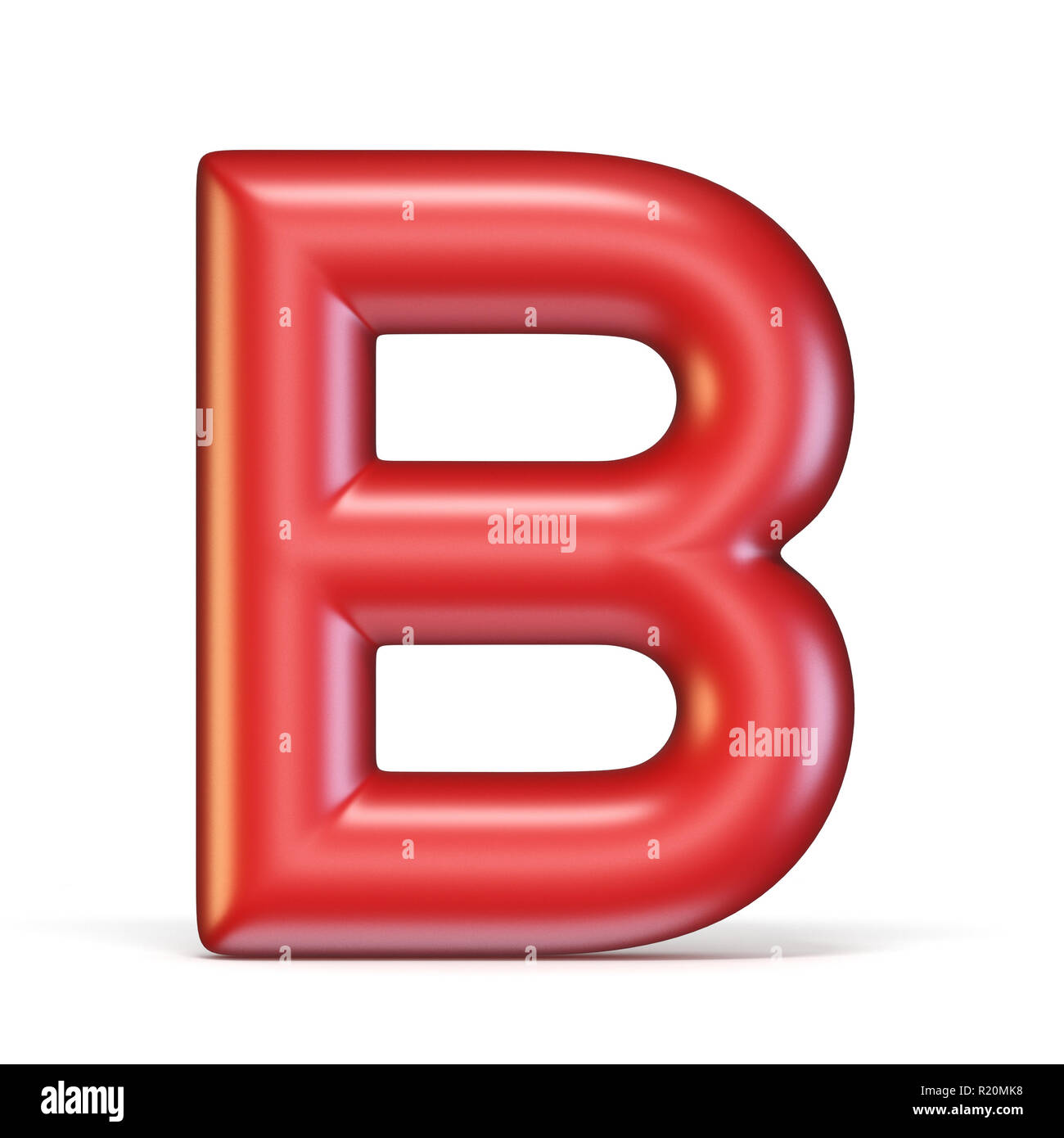 Red glossy font Letter B 3D rendering illustration isolated on white ...
