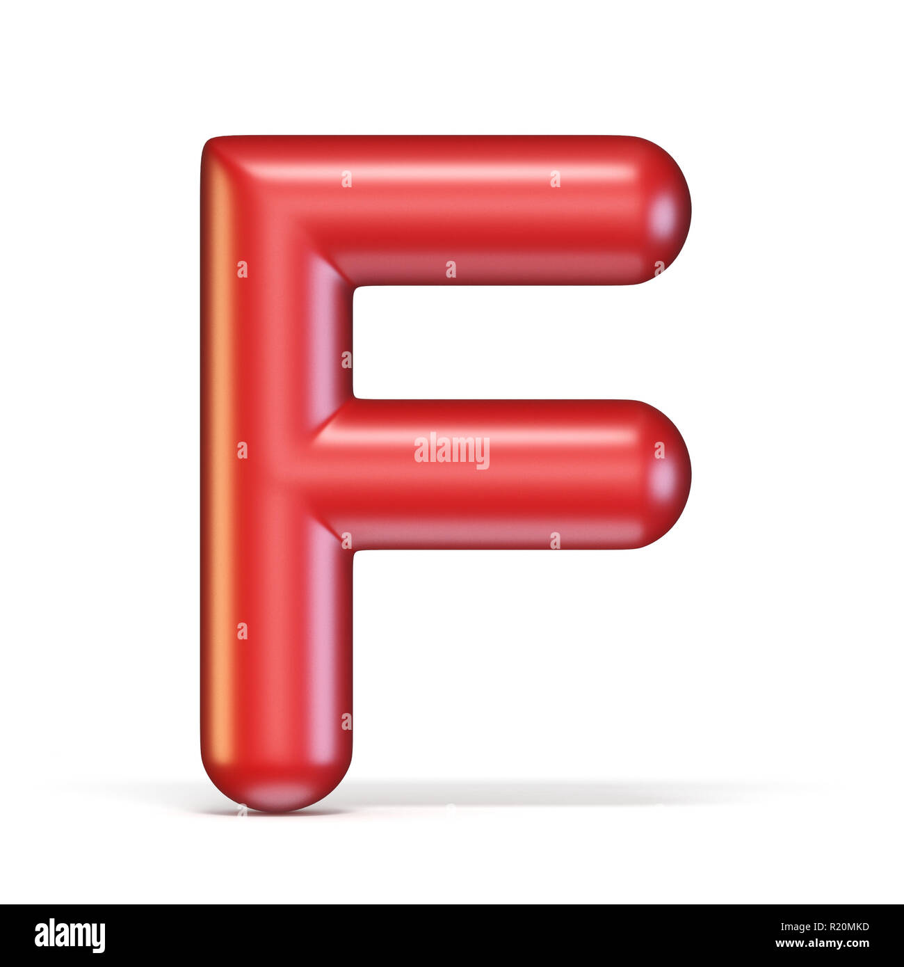 Red glossy font Letter F 3D rendering illustration isolated on white ...