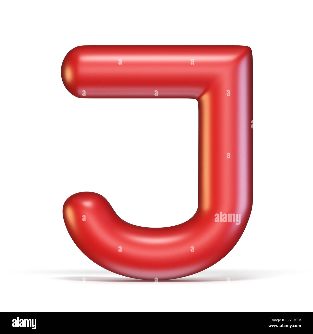 Red glossy font Letter J 3D rendering illustration isolated on white ...