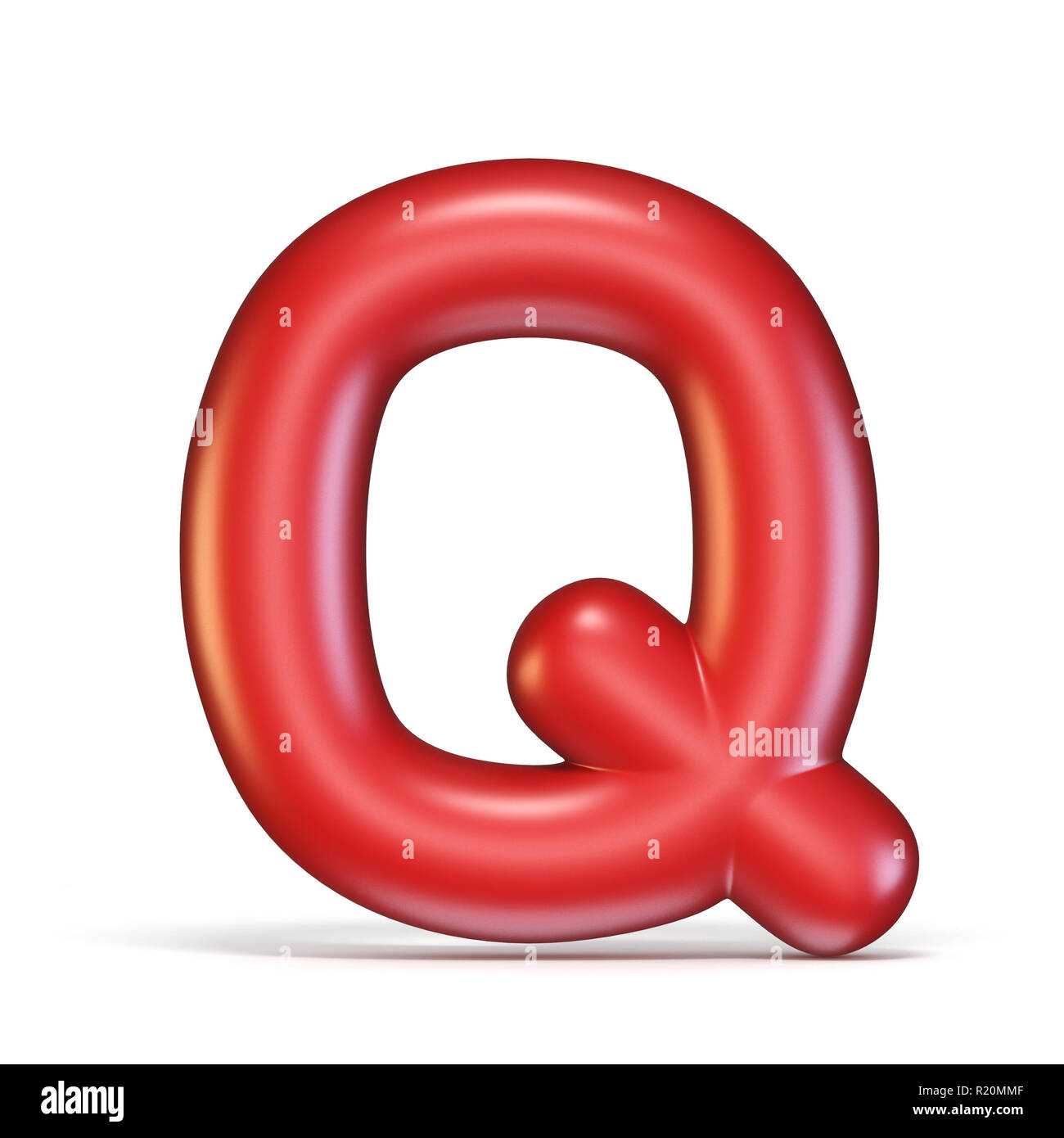 Red glossy font Letter Q 3D rendering illustration isolated on white ...