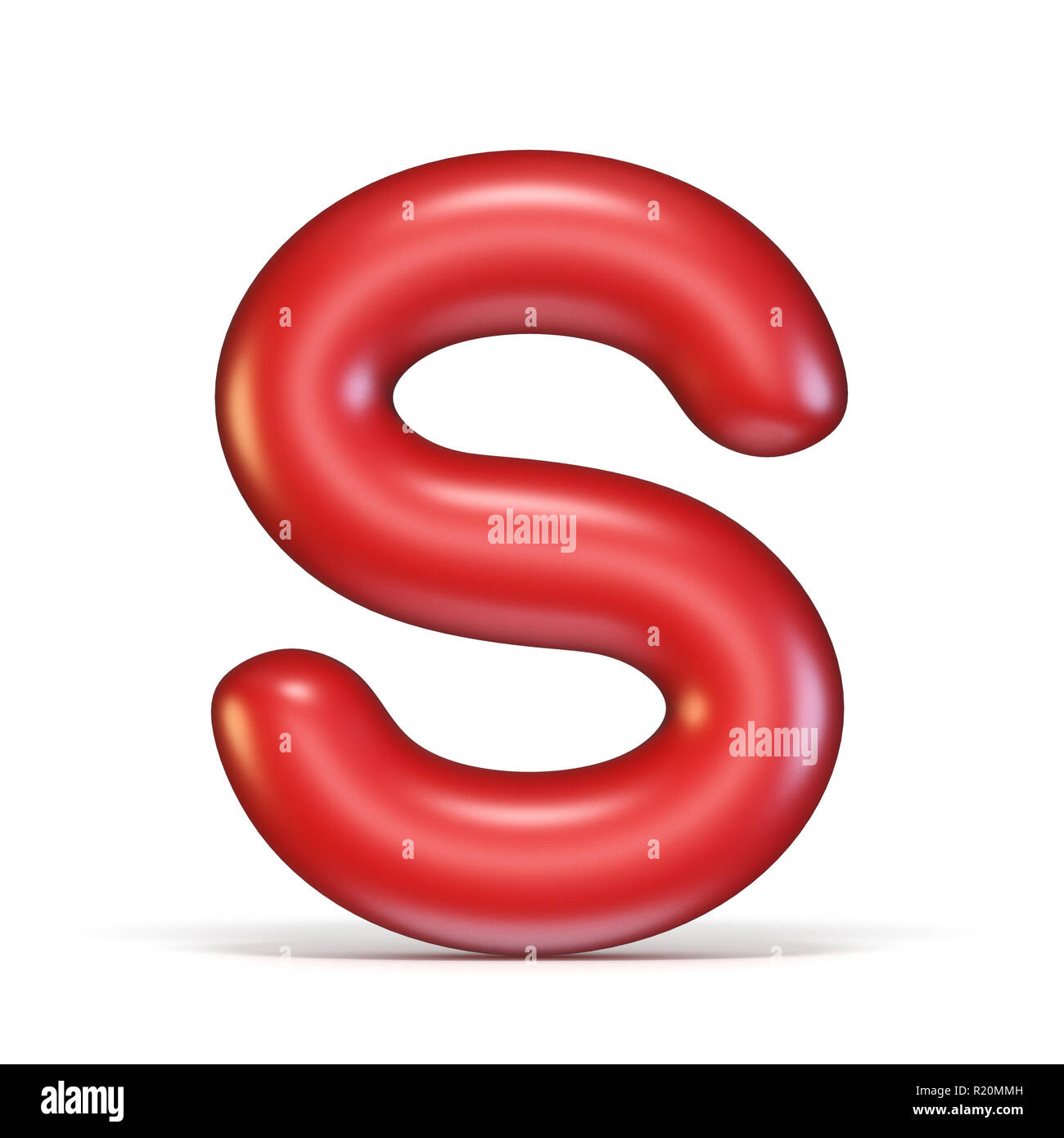 Red glossy font Letter S 3D rendering illustration isolated on white ...