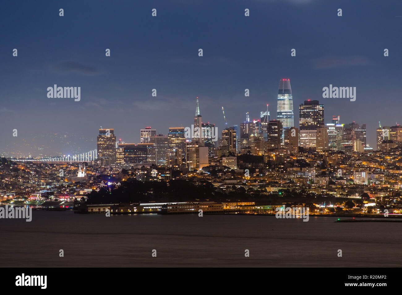 Night view of the Financial District, San Francisco, California Stock ...