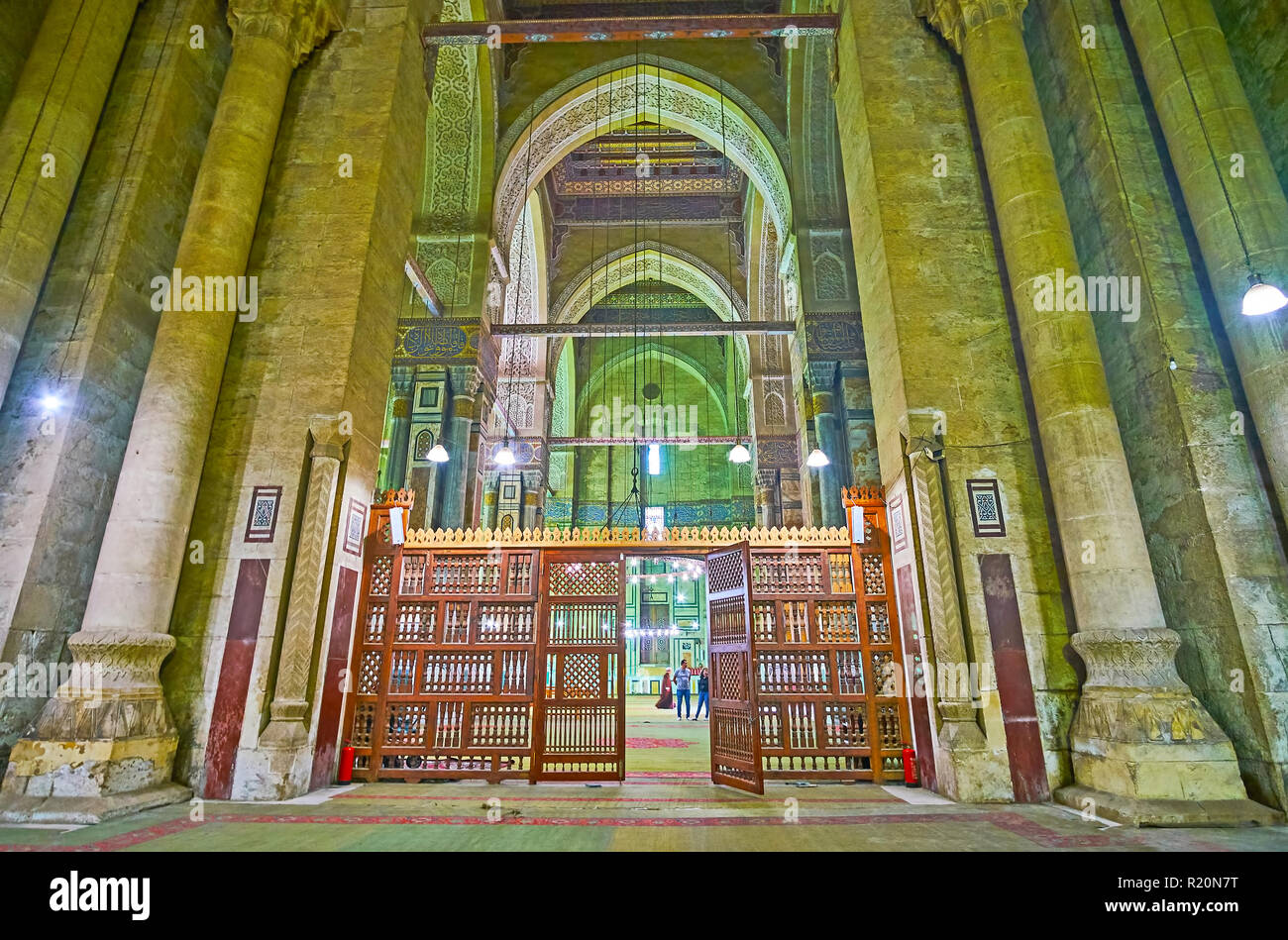 CAIRO, EGYPT - DECEMBER 21, 2017: The wooden Arabic screen separates ...