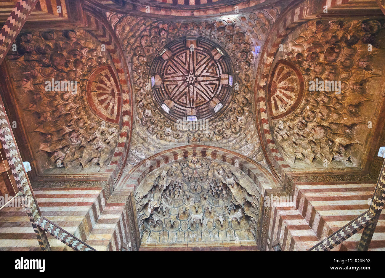 CAIRO, EGYPT - DECEMBER 21, 2017: The complex dome of the gate of ...