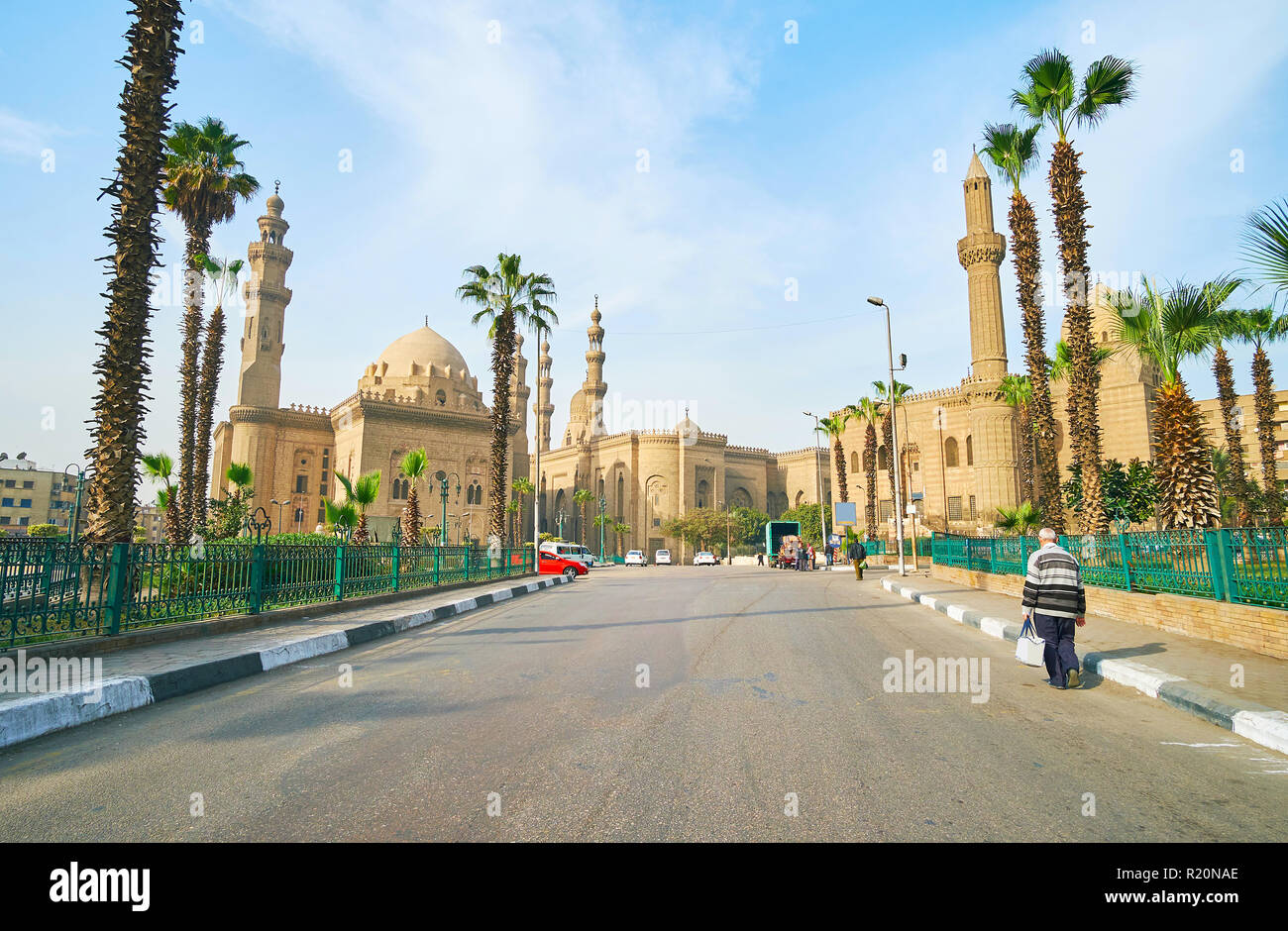 Walk along the green Sah El-Deen Square with a view on its beautiful ...