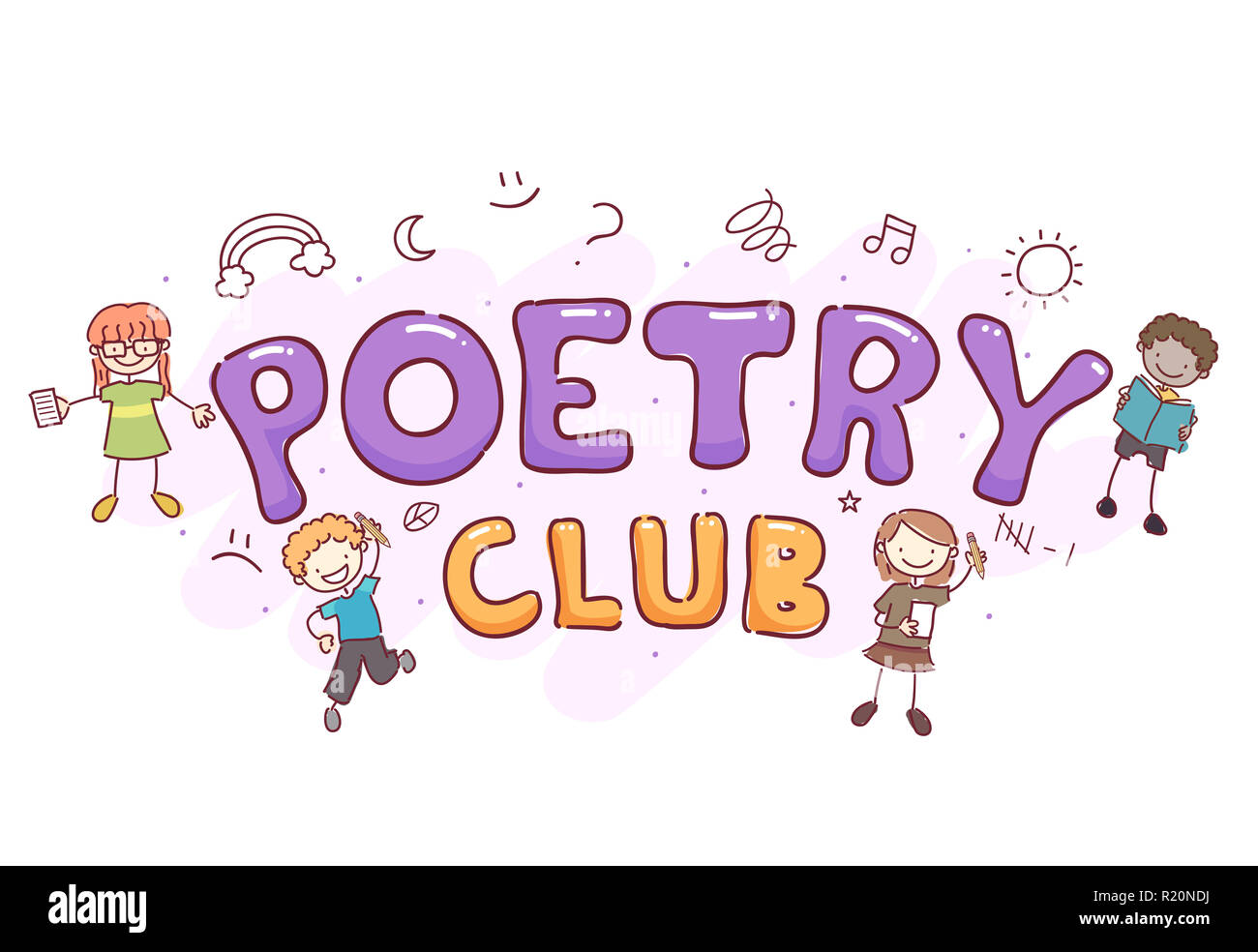 Stickman Illustration Featuring the Words Poetry Club Surrounded by ...