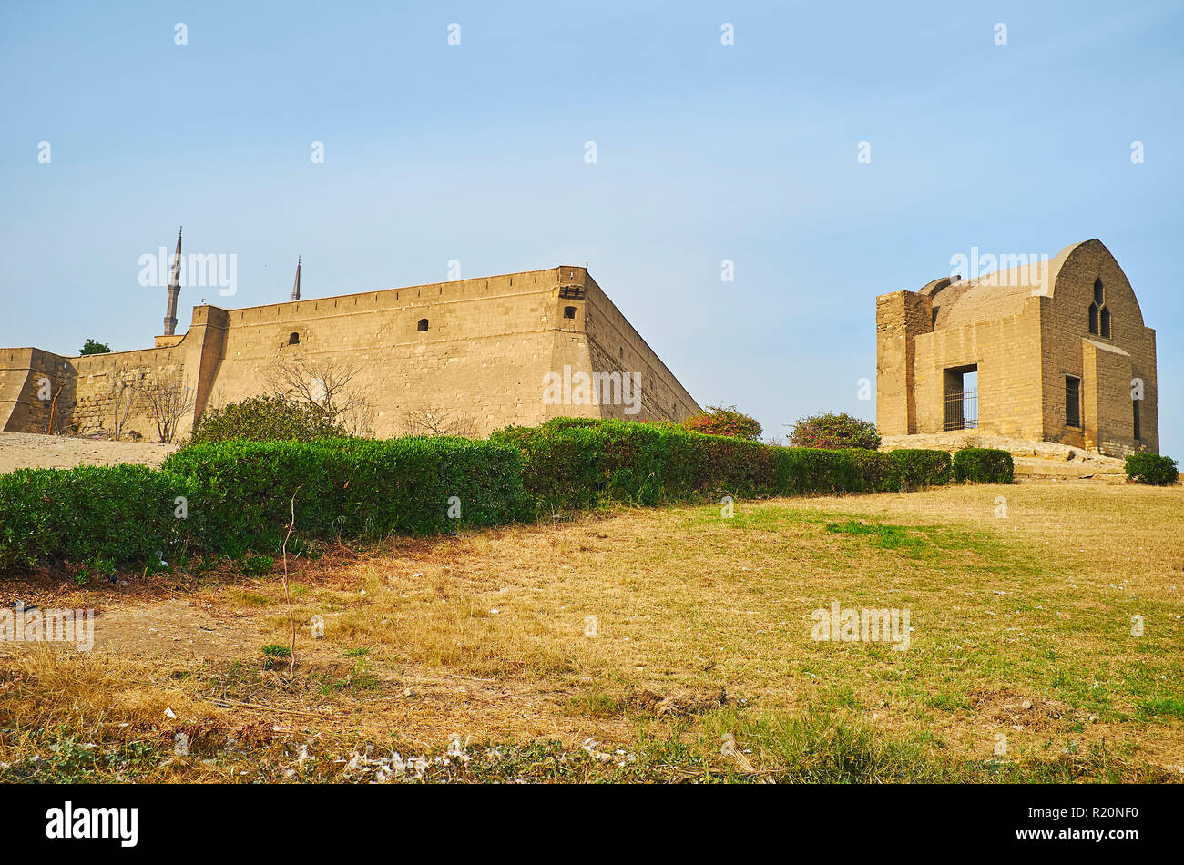 The ruins of the old building at the bastion of Saladin Citadel, Cairo ...
