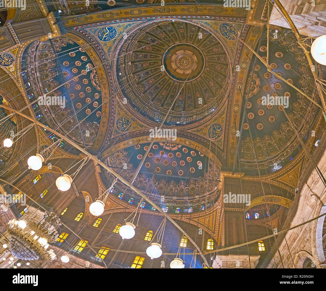 CAIRO, EGYPT - DECEMBER 21, 2017: The richly decorated complex dome of ...
