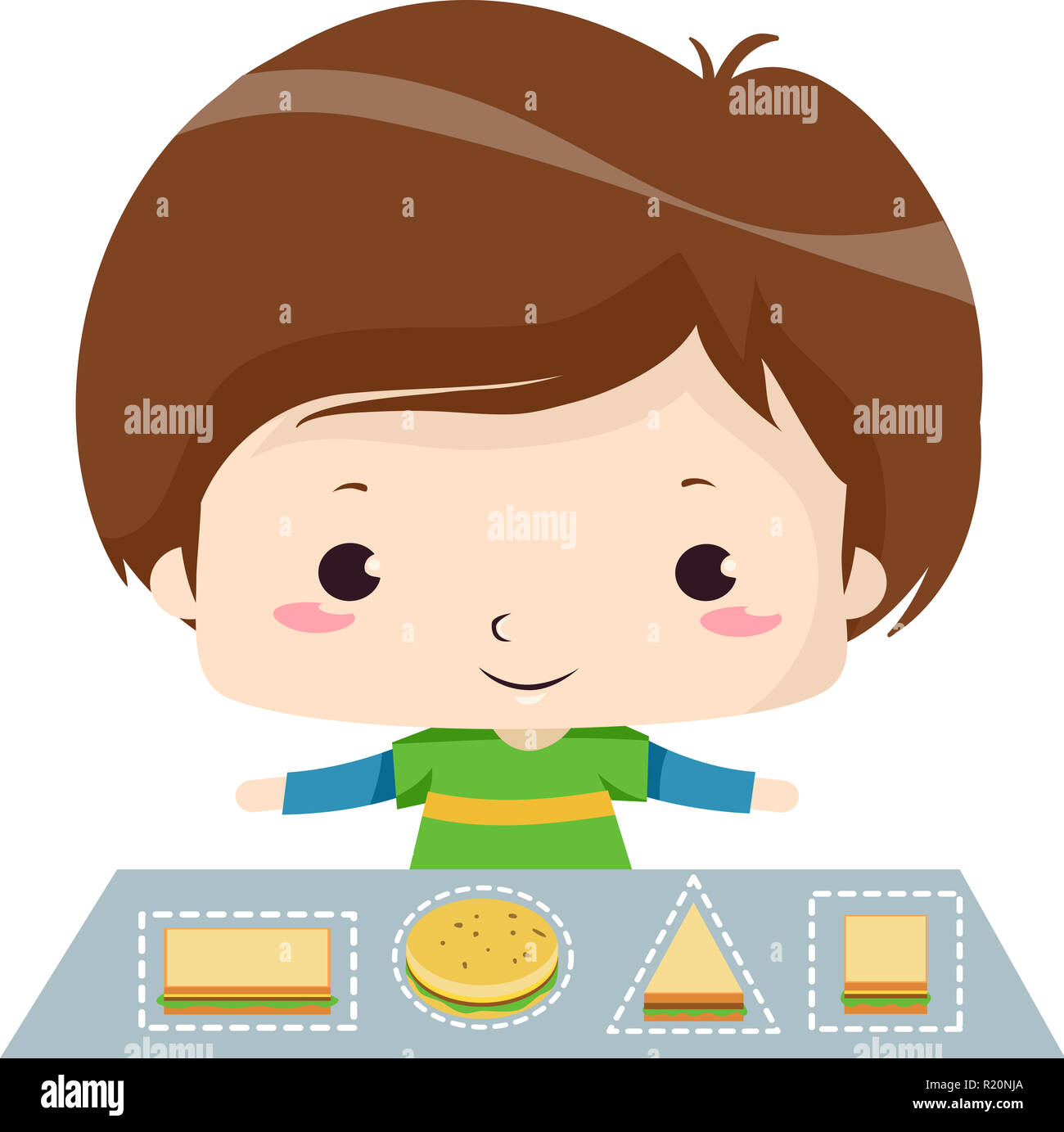 Colorful Illustration Featuring a Cute Little Boy Learning Basic ...
