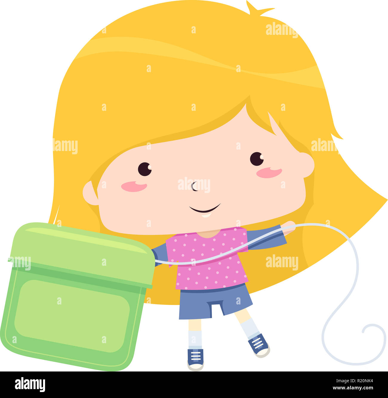 Colorful Illustration Featuring a Cute Little Girl Drawing a Stretch of ...