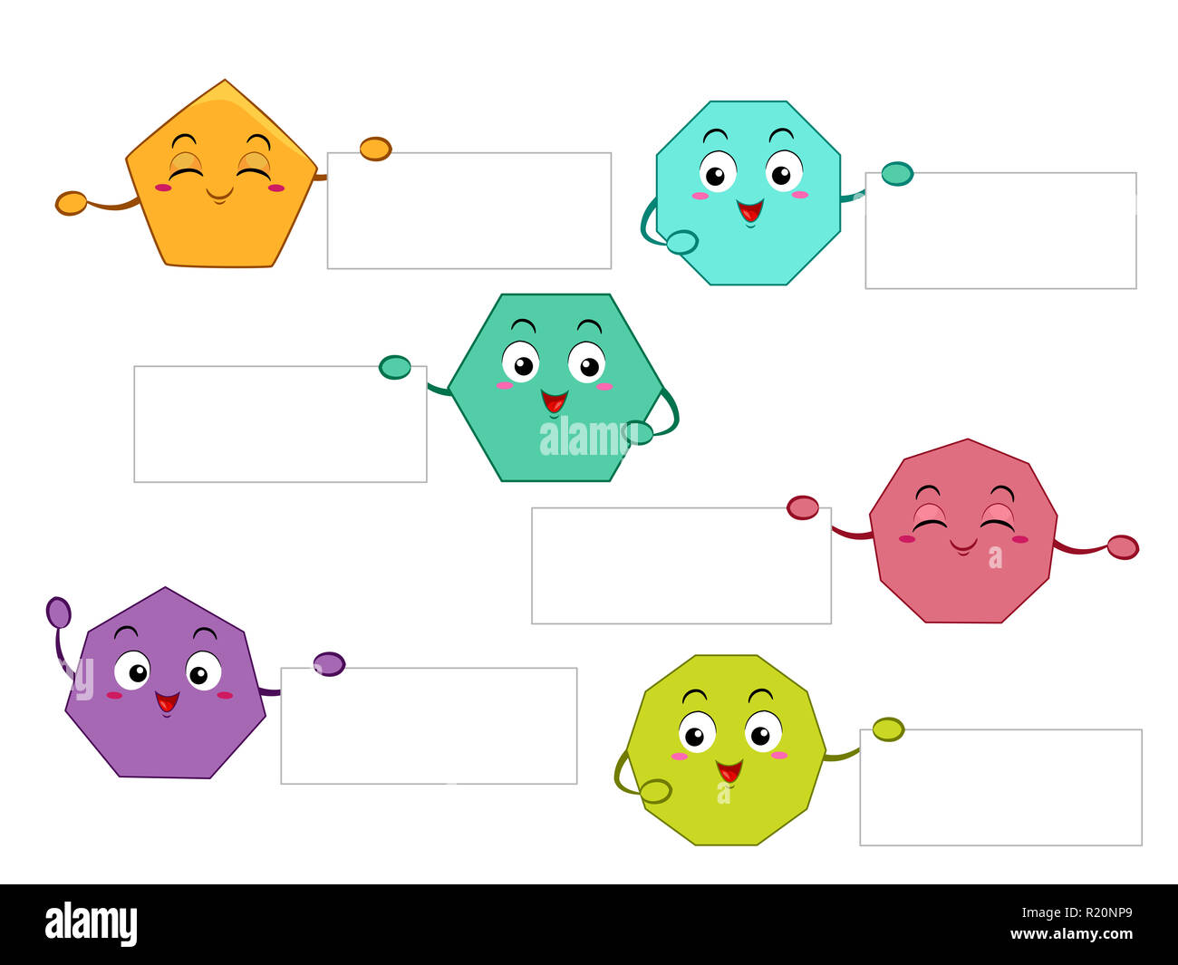 Colorful Mascot Illustration Featuring Polygons Presenting Blank Pieces ...