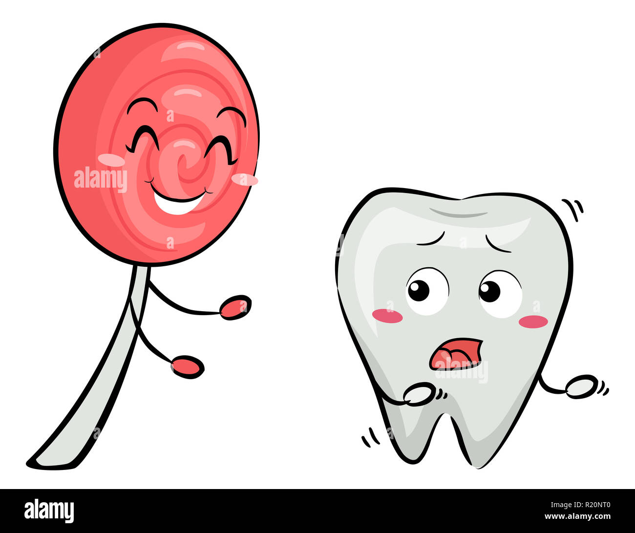 Mascot Illustration Featuring a Scared Tooth Being Chased by an ...