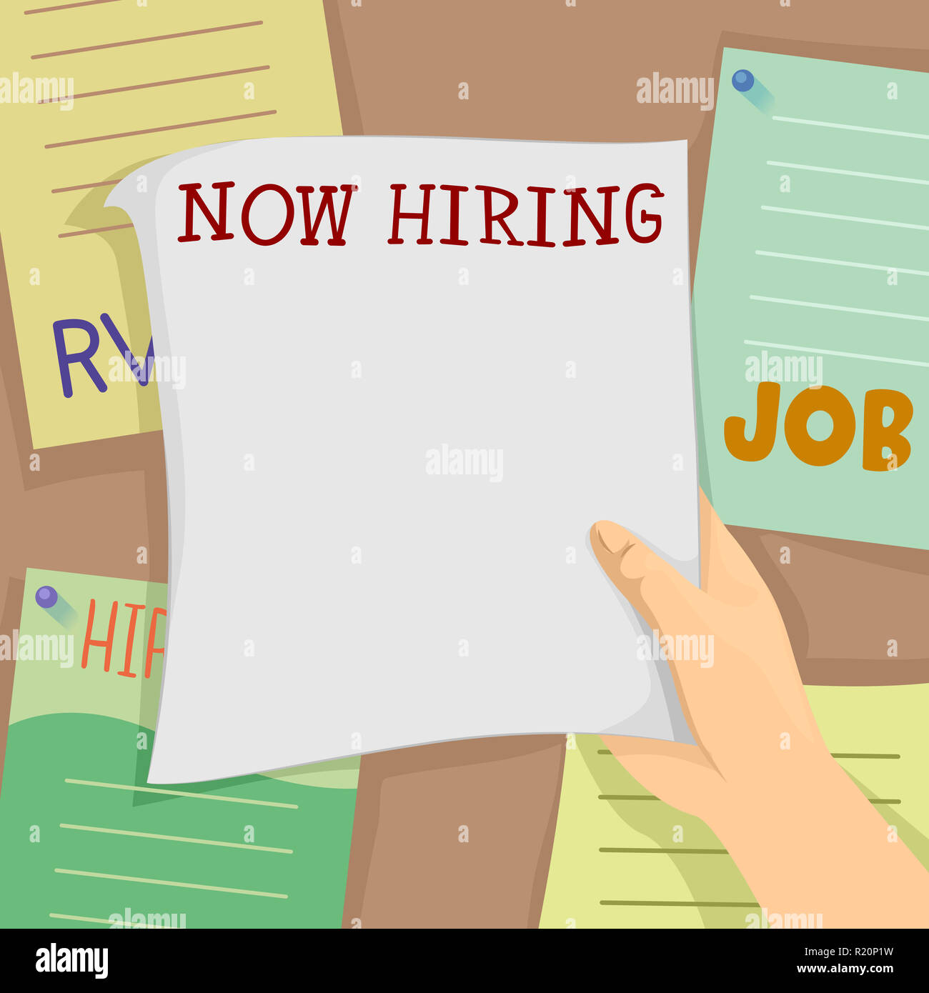 Illustration of a Hand Pulling a Blank Job Poster from Bulletin Stock ...