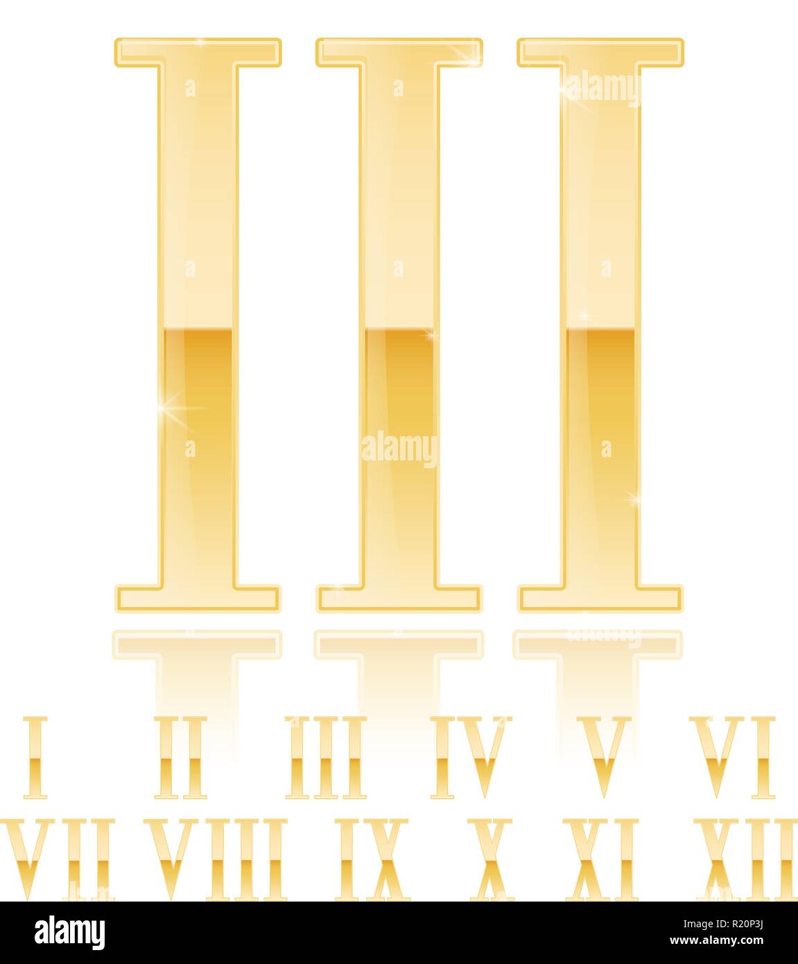 Roman numeral Three - Third. Golden 3d sign Stock Vector Image & Art ...