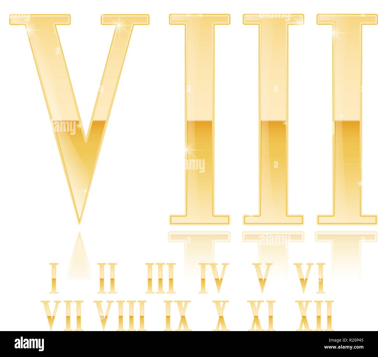 Roman numeral Eight. Golden 3d sign Stock Vector Image & Art - Alamy
