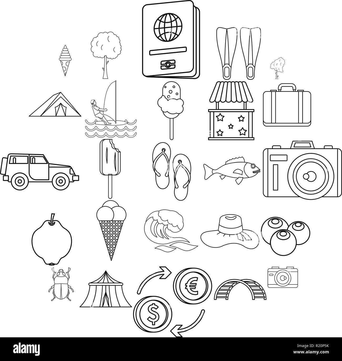 Shore icons set, outline style Stock Vector Image & Art - Alamy