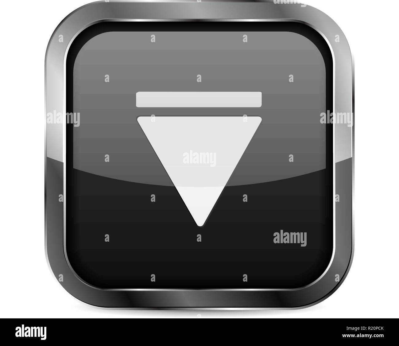 Down button. Black glass 3d icon Stock Vector Image & Art - Alamy