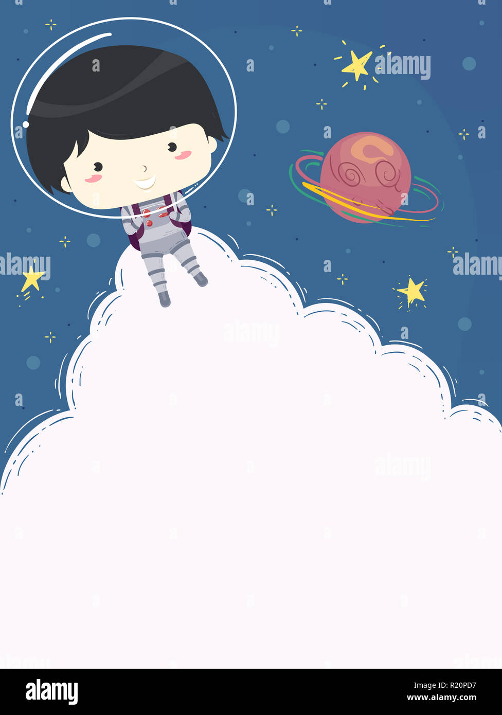 Background Illustration Featuring a Cute Little Boy Wearing a Spacesuit ...