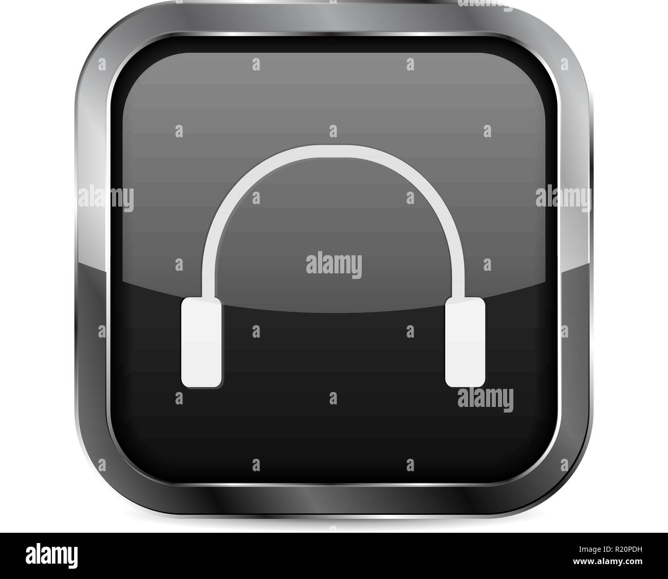 Headphones button. Black glass 3d icon Stock Vector Image & Art - Alamy