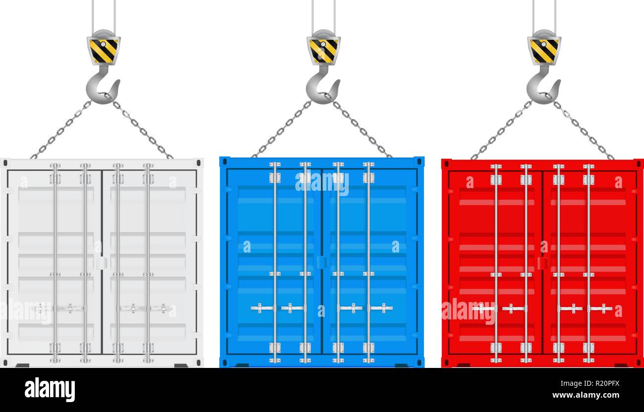 Colored shipping containers on a crane hook Stock Vector Image & Art ...