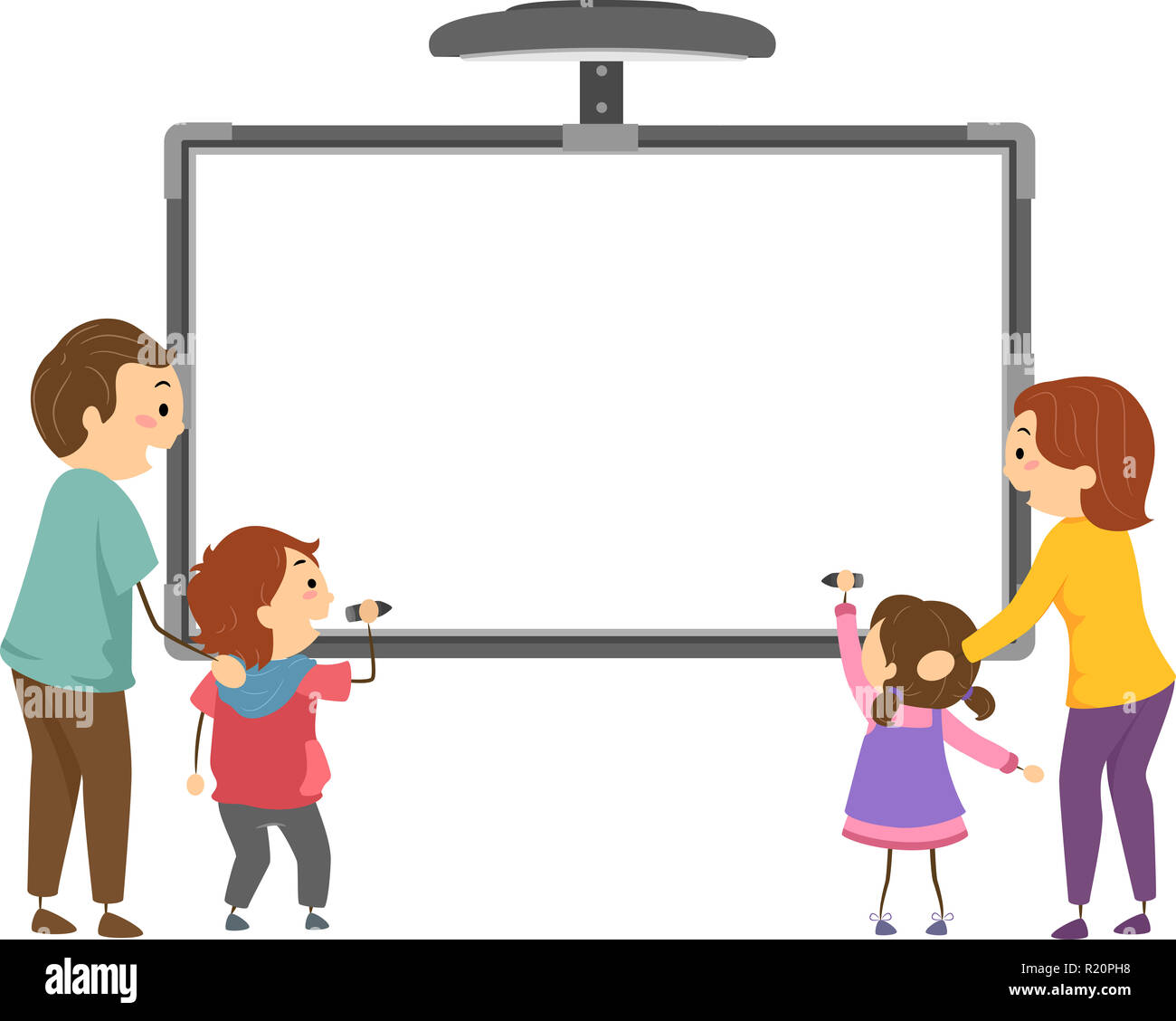 Colorful Stickman Illustration Featuring a Family Writing on the ...