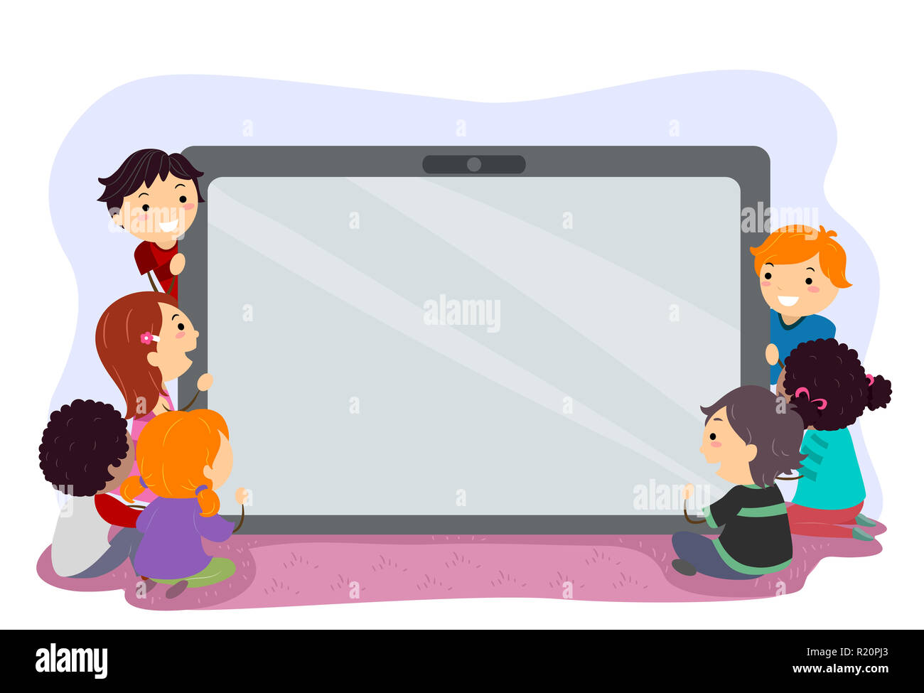 Colorful Illustration Featuring Stickman Kids Gathered Around a Giant ...