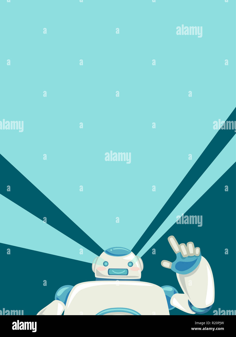 Colorful Background Illustration Featuring a Cute Friendly Robot Waving ...