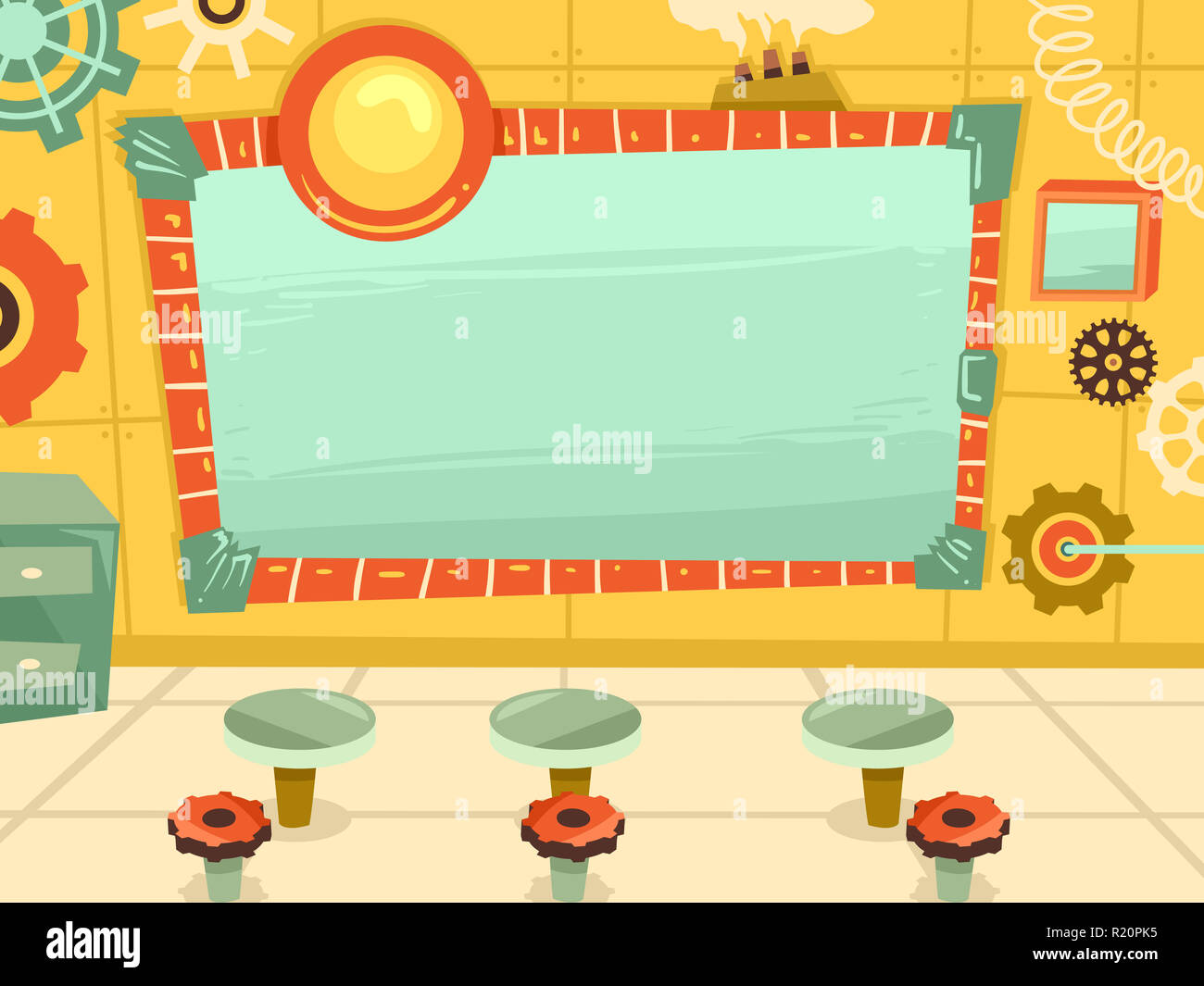 Colorful Background Illustration Featuring a Steampunk Themed Classroom ...