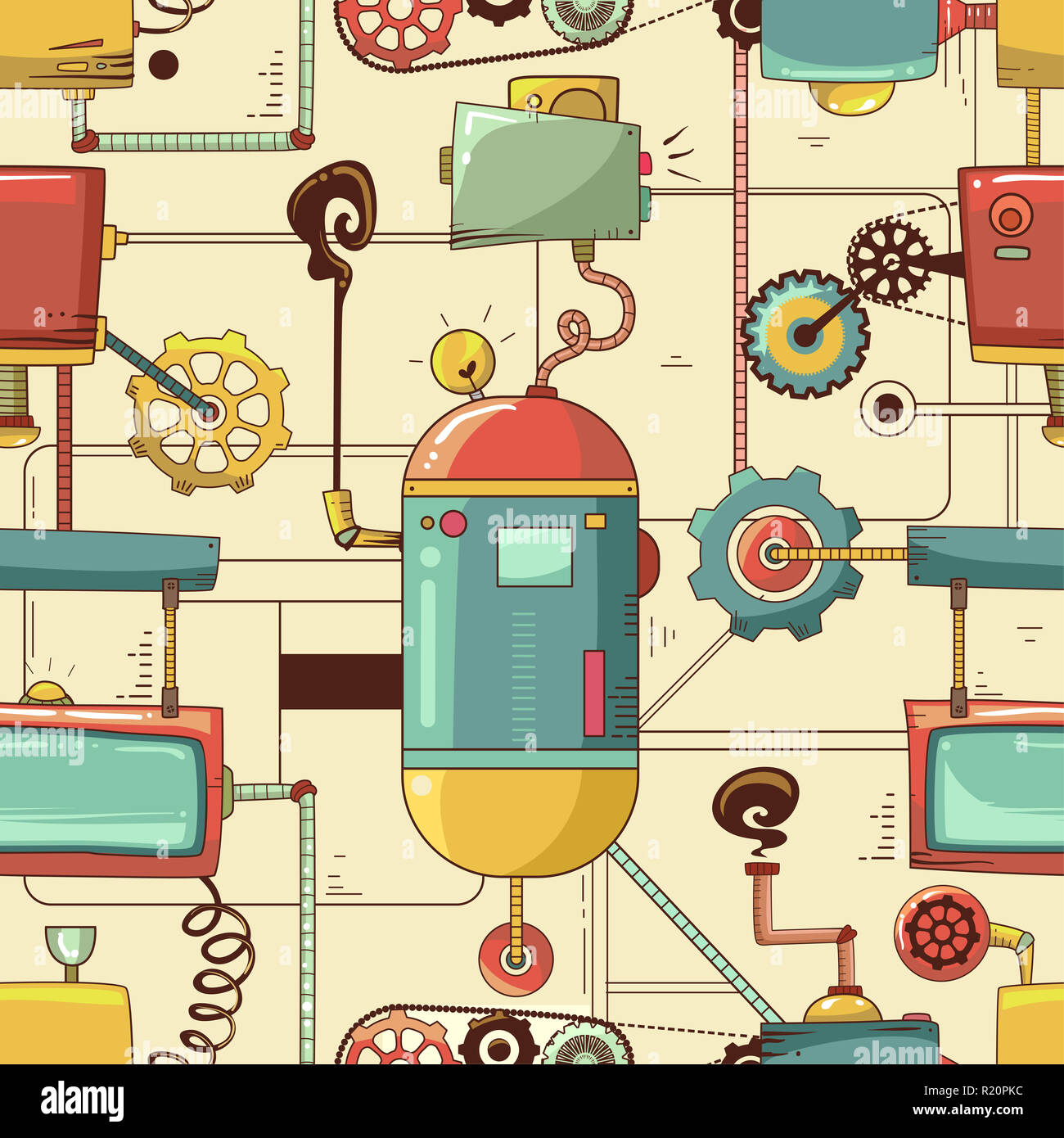 Colorful Seamless Background Illustration Featuring a Complex System of ...