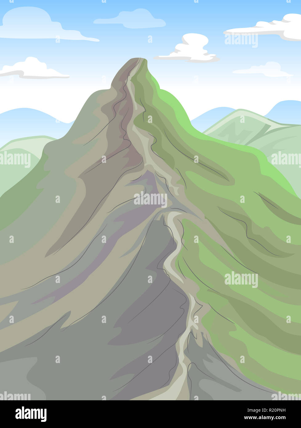 Colorful Landscape Illustration Featuring a Long Stretch of Mountain ...