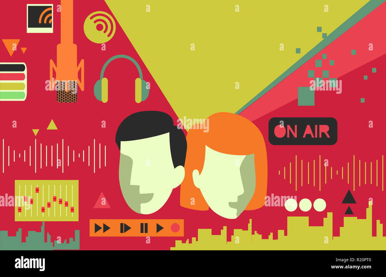 Concept Illustration of Broadcast Communication Featuring Media ...