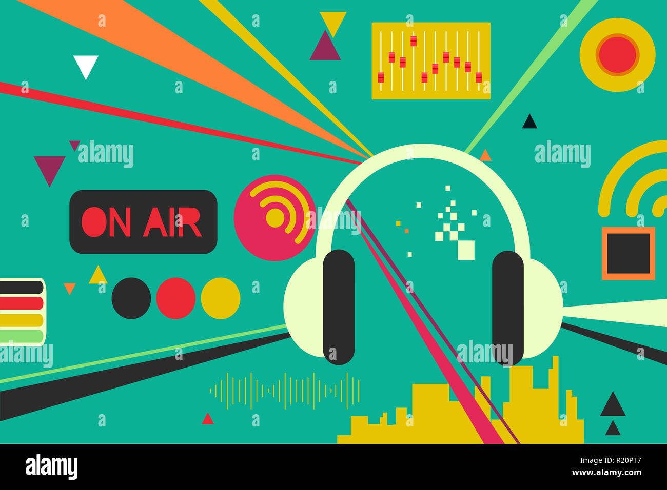Abstract Illustration of a Radio Production Communication with a ...