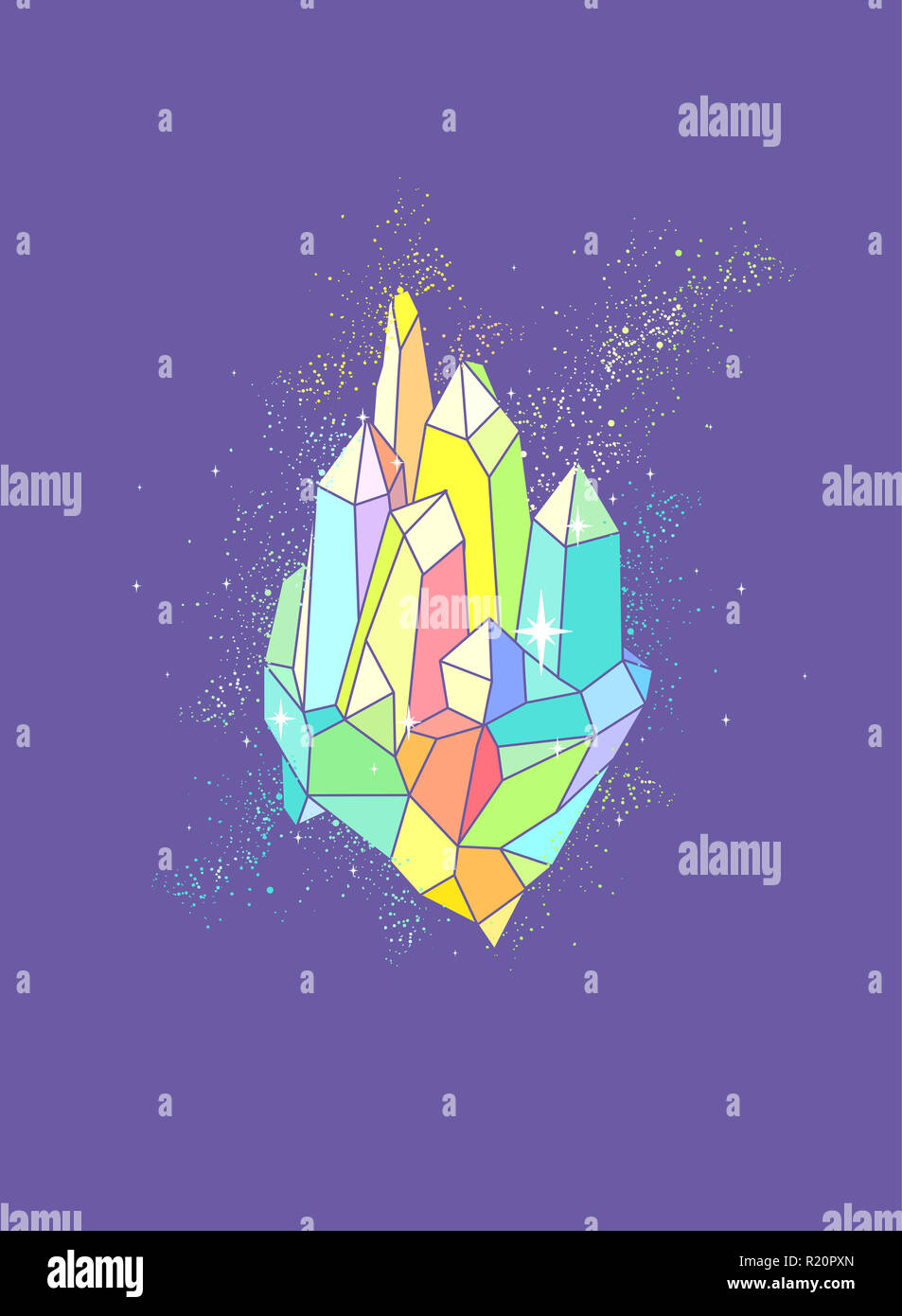 Illustration of a Quartz Crystal Design in Different Colors with ...