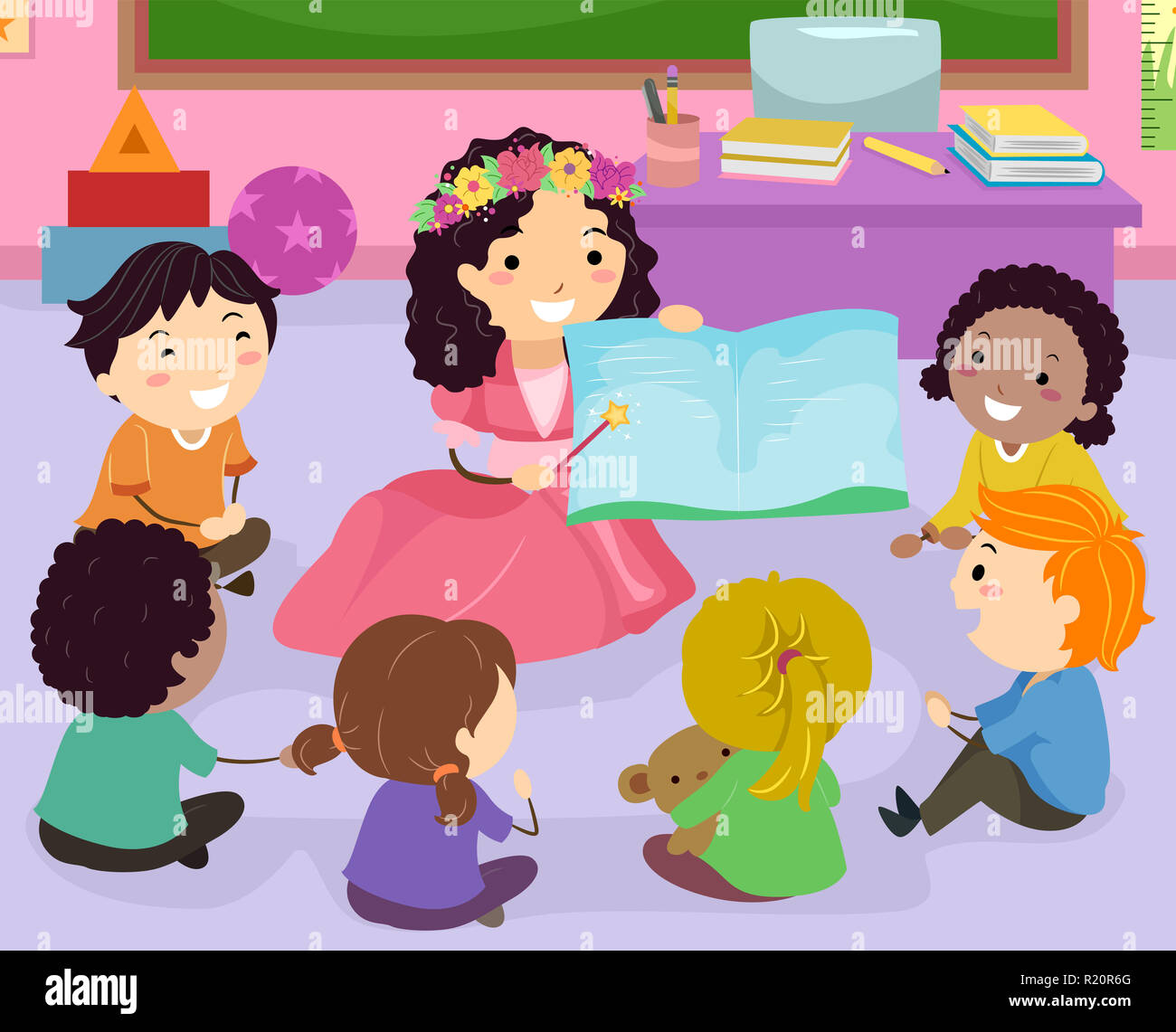 Teacher Reading To Class Clipart