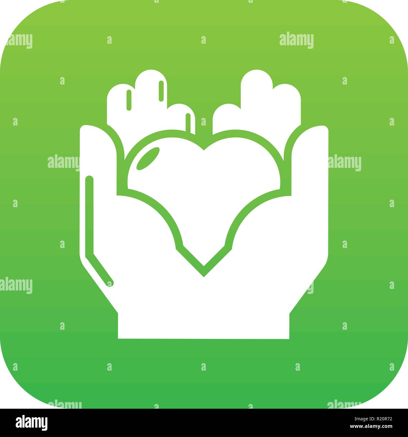 Hand heart icon green vector Stock Vector Image & Art - Alamy