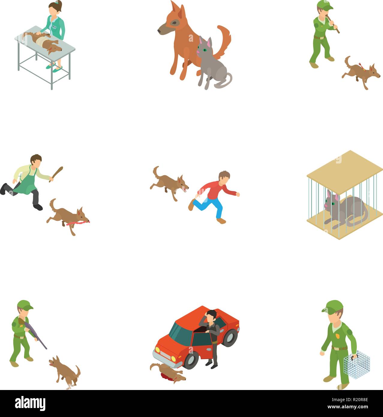Dog protection icons set, isometric style Stock Vector Image & Art - Alamy