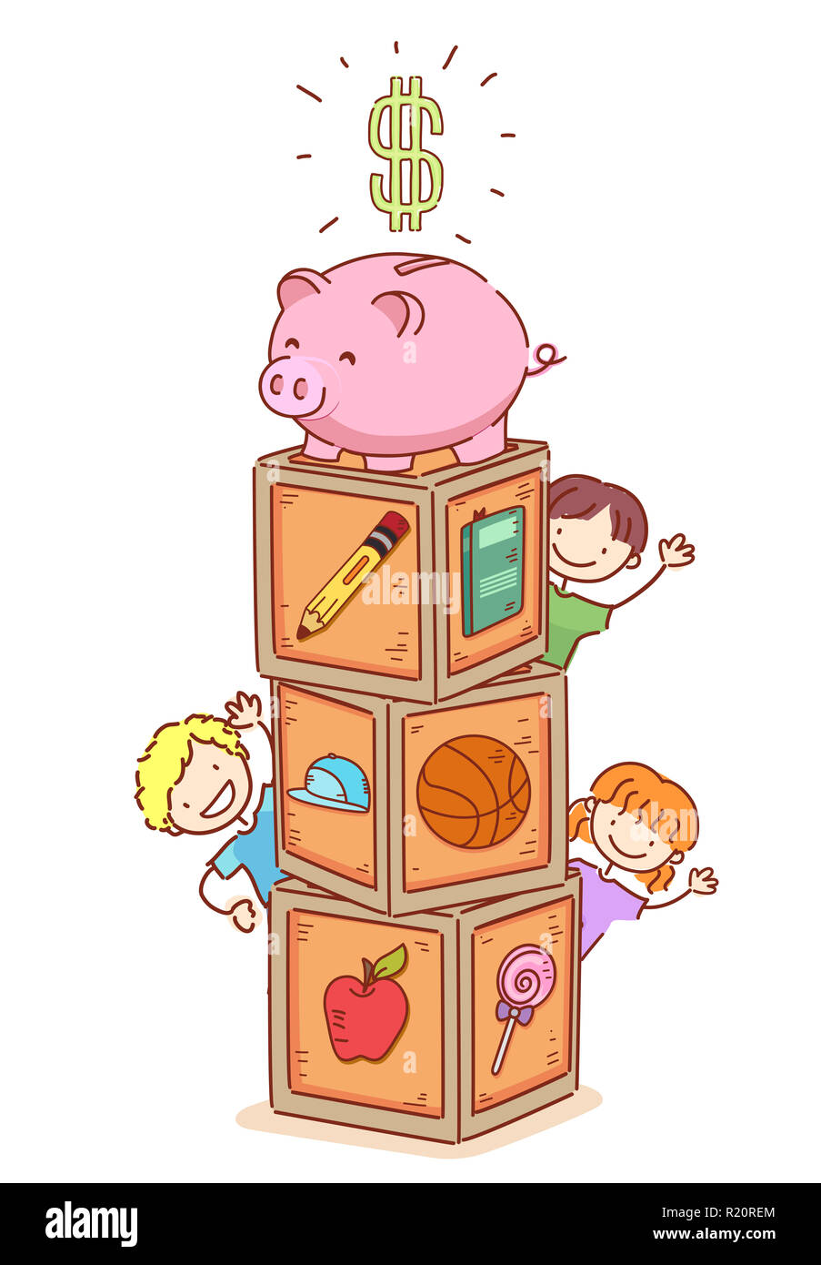 Illustration of Stickman Kids with Blocks Displaying their Priorities ...