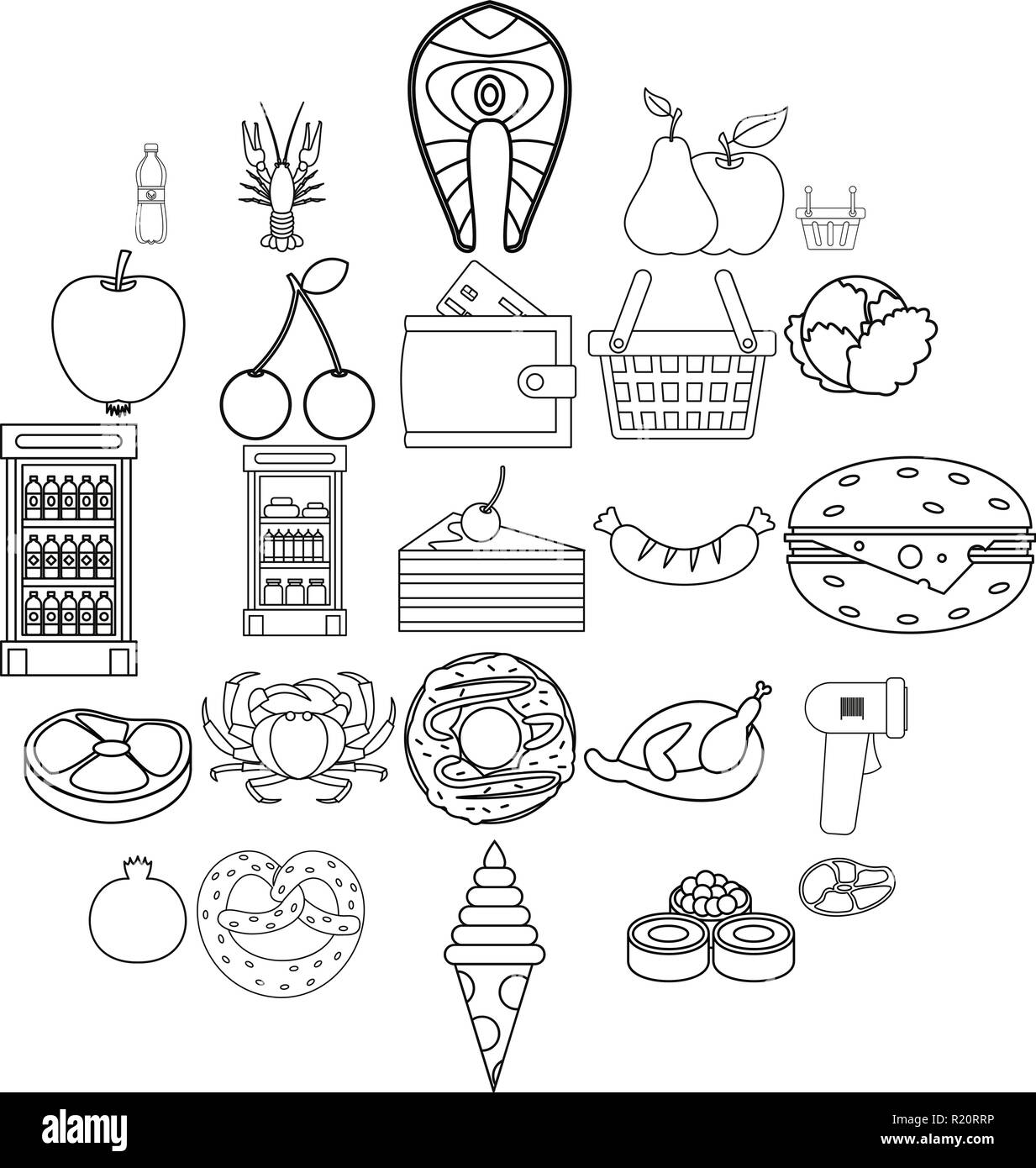Grocery shop icons set, outline style Stock Vector Image & Art - Alamy