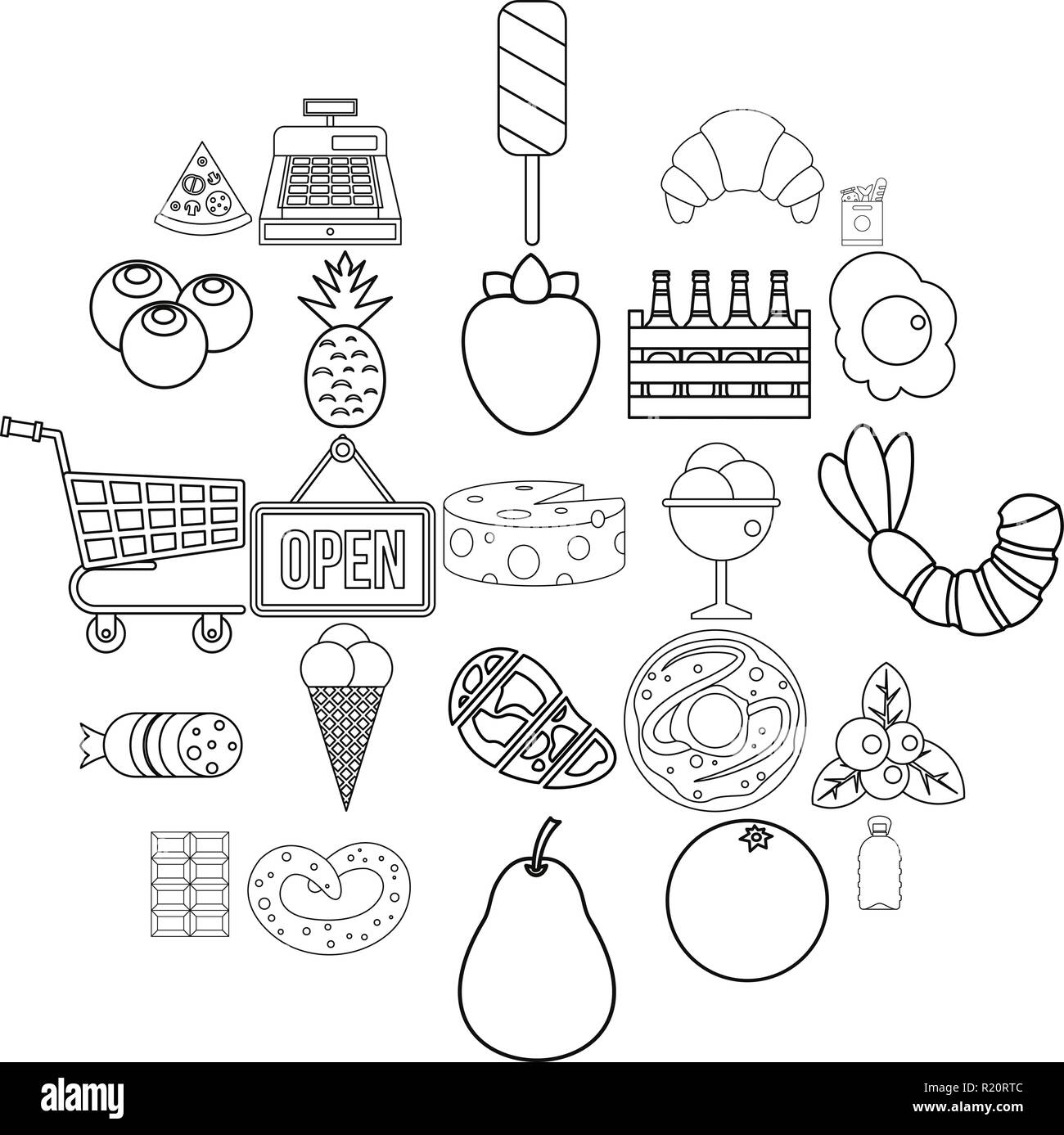 Meat section icons set, outline style Stock Vector Image & Art - Alamy