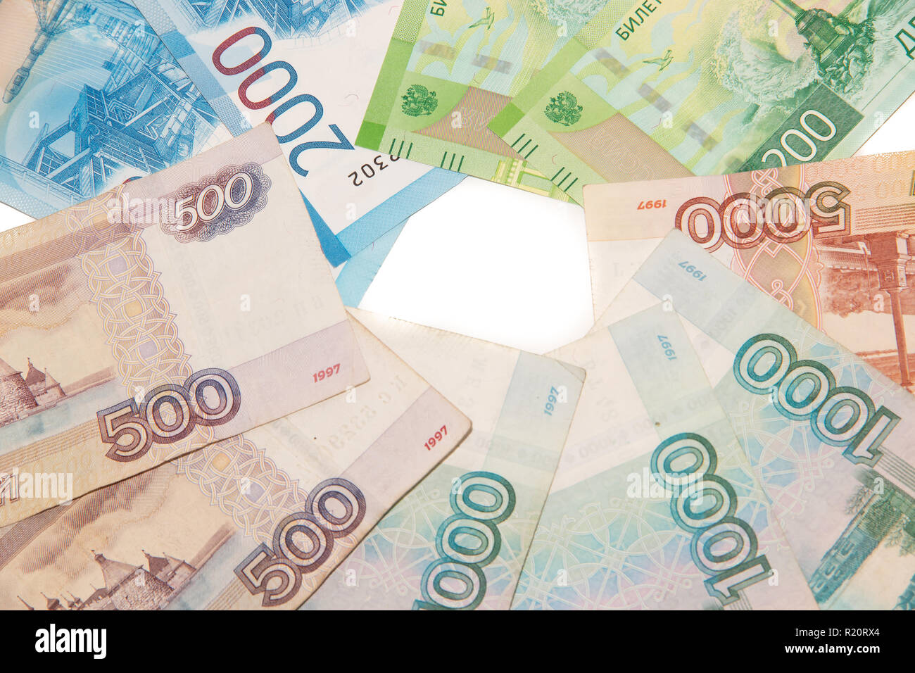 Russian money on a white background. Business and Finance. Russian ...
