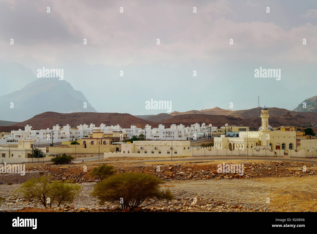 View of small village in Wadi Dayqah, Oman Stock Photo - Alamy