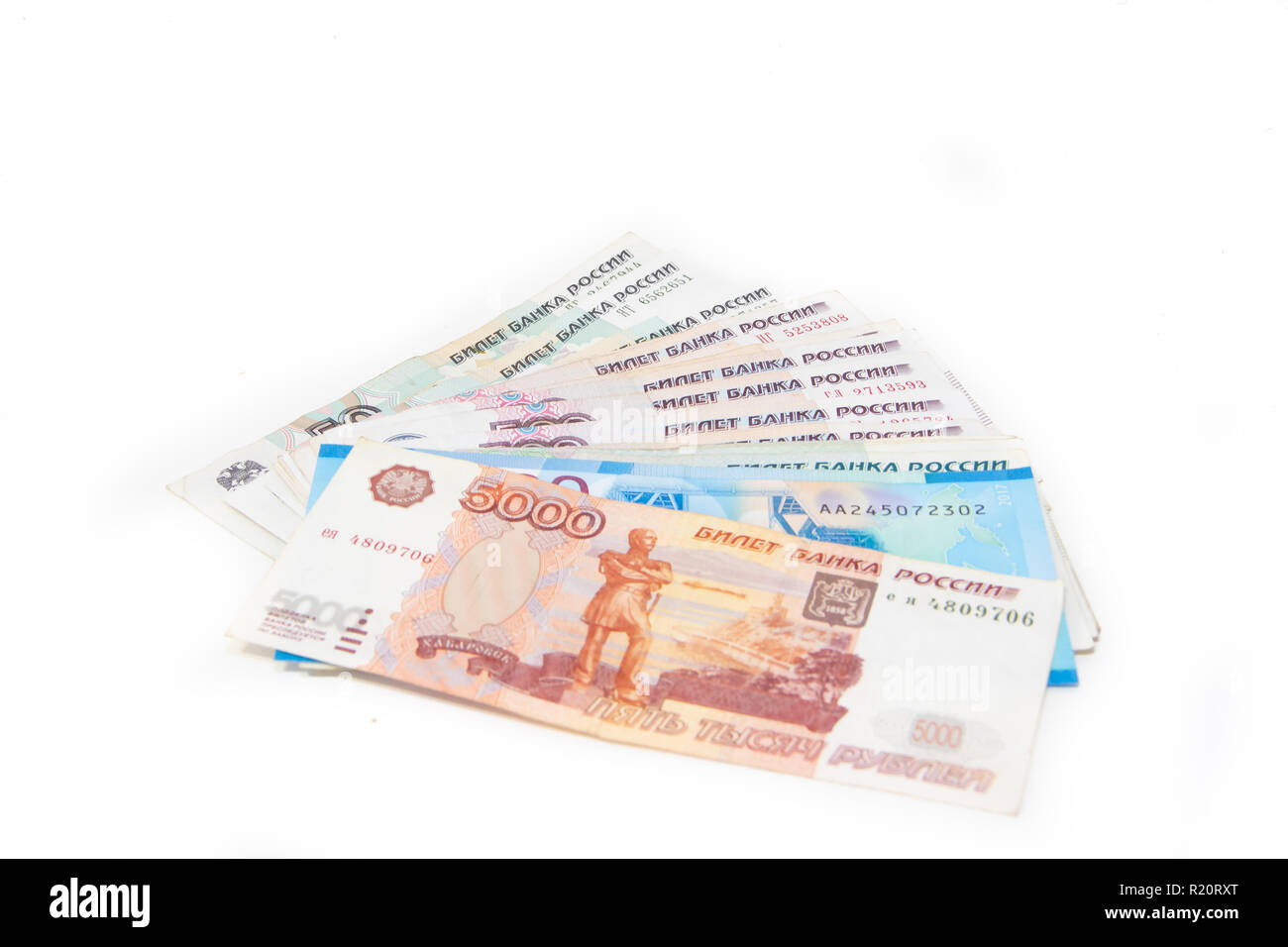 Russian money on a white background. Business and Finance. Russian ...
