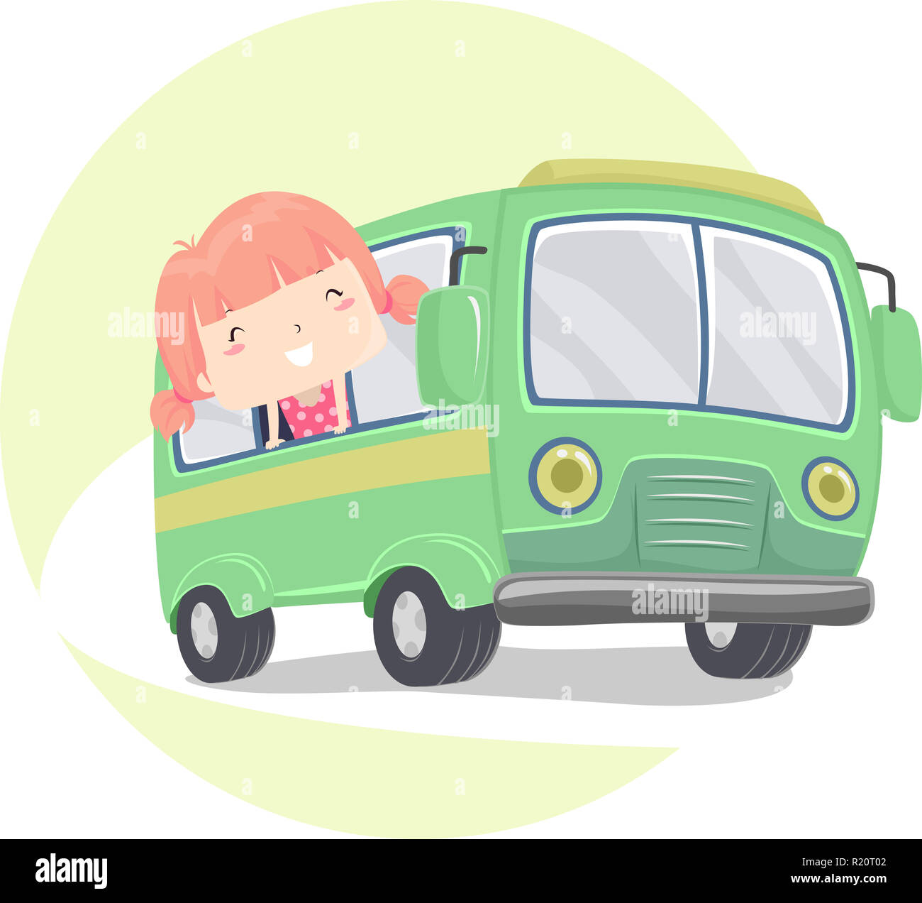 Illustration of a Kid Girl Looking Out the Windows and Traveling By Bus ...