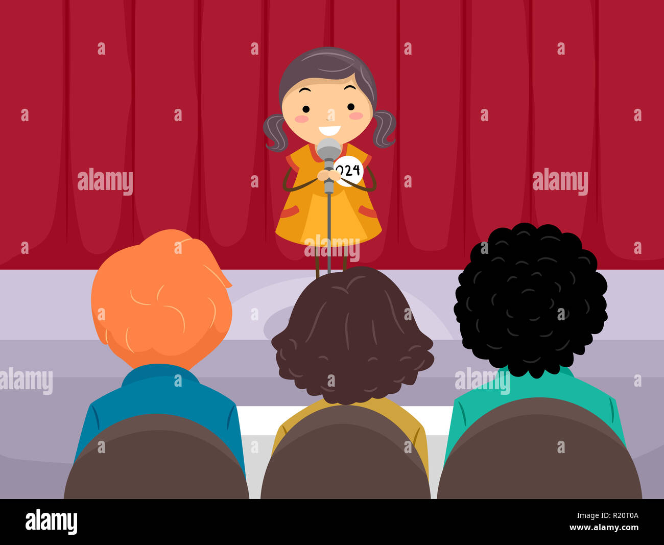 Illustration of a Stickman Kid Girl in the Stage in Front of Judges for ...